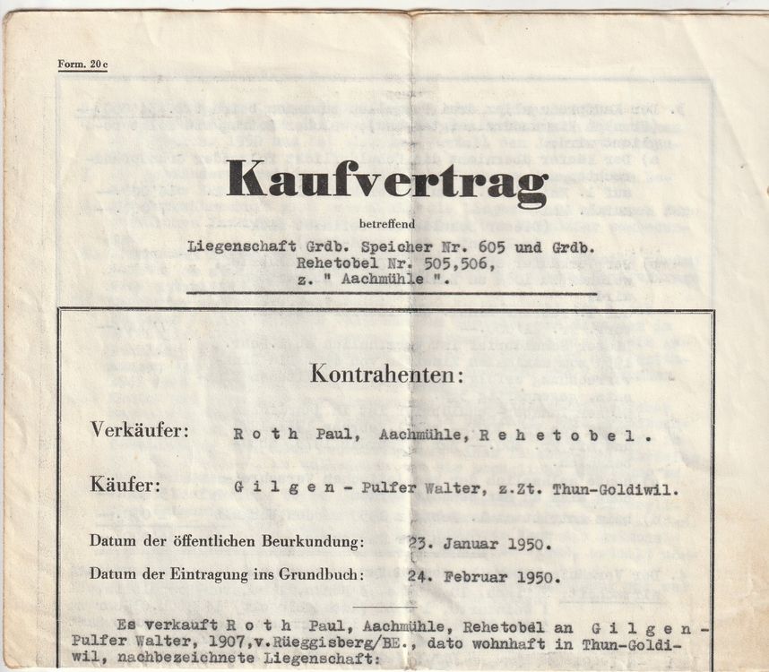 Kaufvertrag Rehetobel 1950 (Gebraucht) in Rorschacherberg für CHF 10 – mit Lieferung auf Ricardo ...