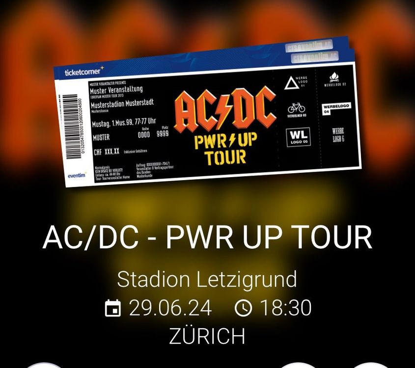 AC/DC/ PWR UP TOUR /Zürcher Letzigrund Front Field Eingang D | Kaufen ...