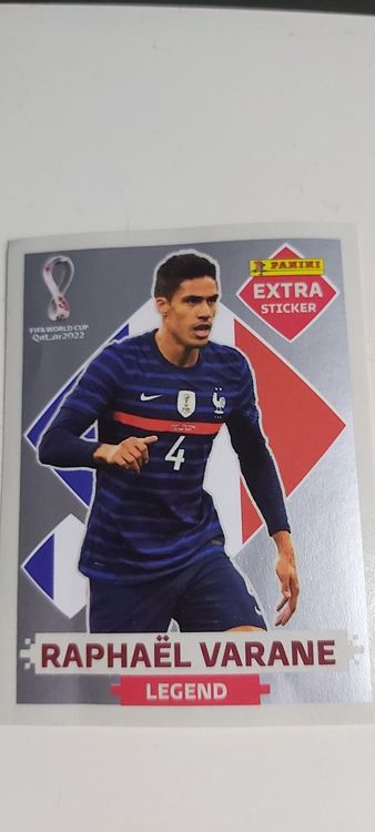 Panini WM 2022 Extra Sticker Raphaël Varane Legend Silber (Neu (gemäss Beschreibung)) in ...