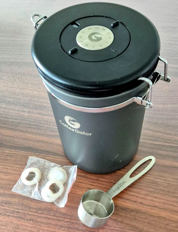 Grau Edelstahlbehälter Kaffeedose – Mit CO2-Ablassventil (Gebraucht) in ...