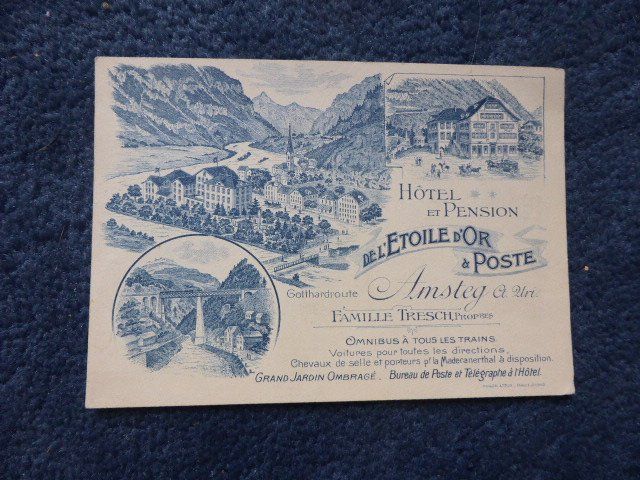 Amsteg,Werbe-Litho,Hotel Etoile-Poste,Gotthard,J.Tresch,Menu (Gebraucht ...