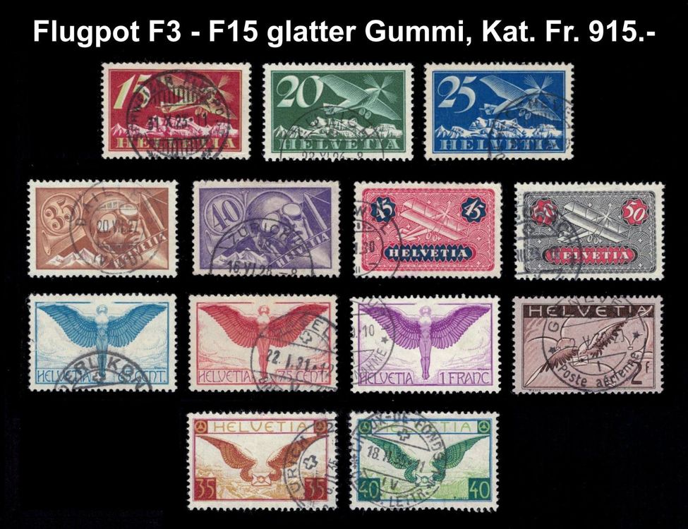 Flugpost F3 - F15 komplett gestempelt, Kat Fr. 915.- (Gebraucht) in ...