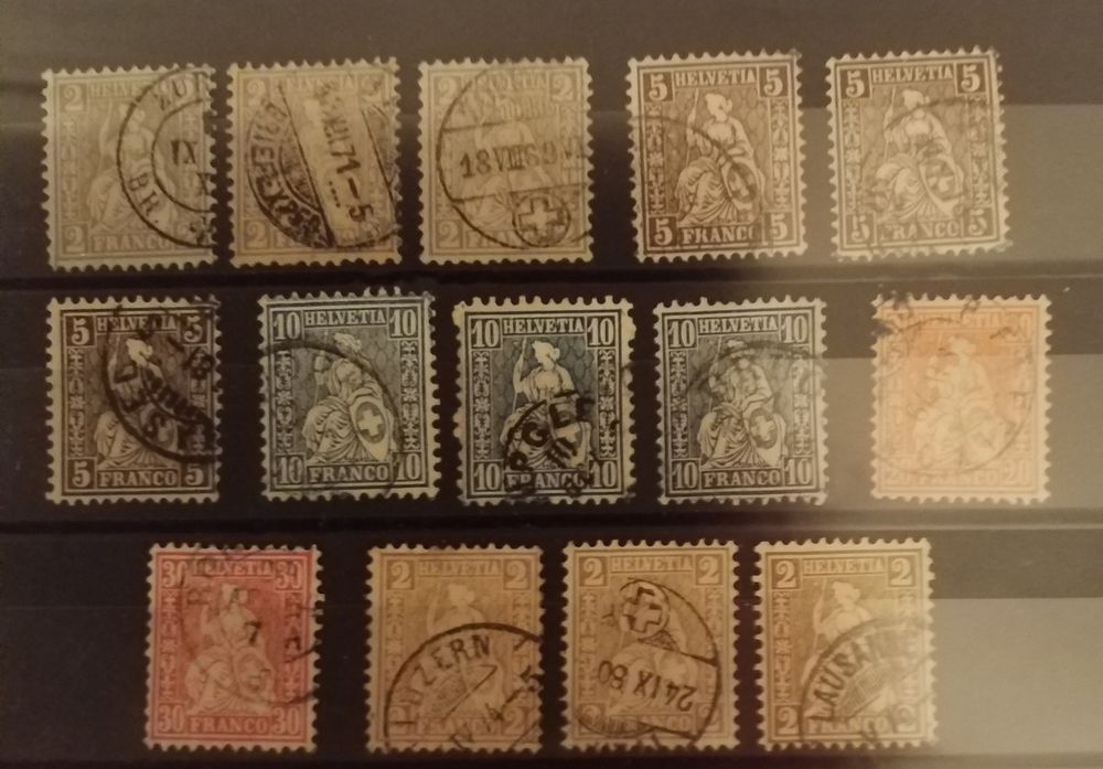 926) Lot Sitzende Helvetia diverse farben, Stempel usw. | Kaufen auf ...