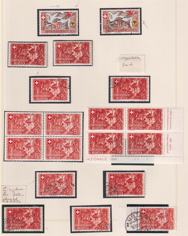 1941 Pro Patria B13/B14 Abarten-Studie (Antik) in Sarmenstorf für CHF 10 – mit Lieferung auf ...