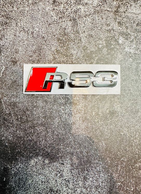 Audi RS3 Emblem Schriftzug Logo aus Metall NEU in Rot/Chrom (Neu und ...