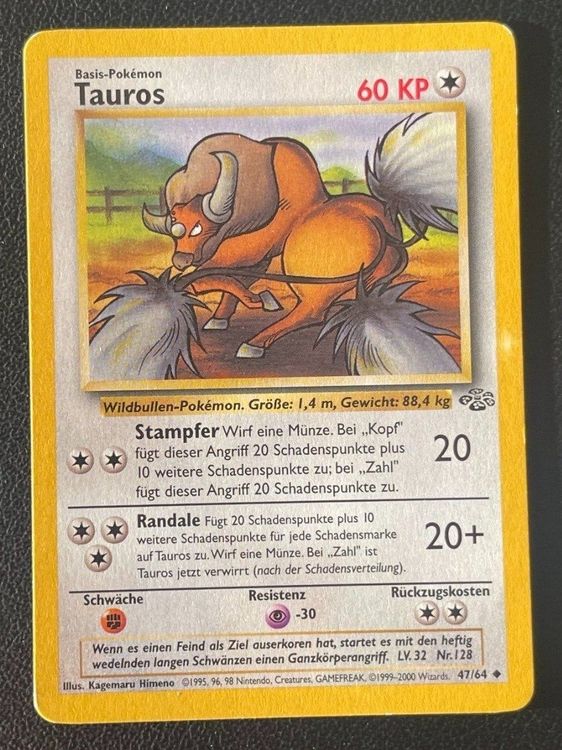 Tauros 47/64 Rare Pokémon Jungle (Neu (gemäss Beschreibung)) in Uster ...