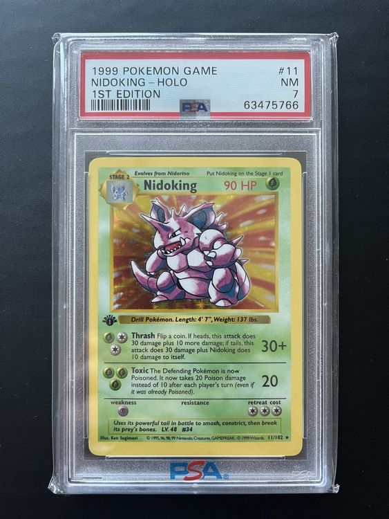 Pokémon Nidoking 1. Edition Shadowless PSA 7 (Neu (gemäss Beschreibung ...
