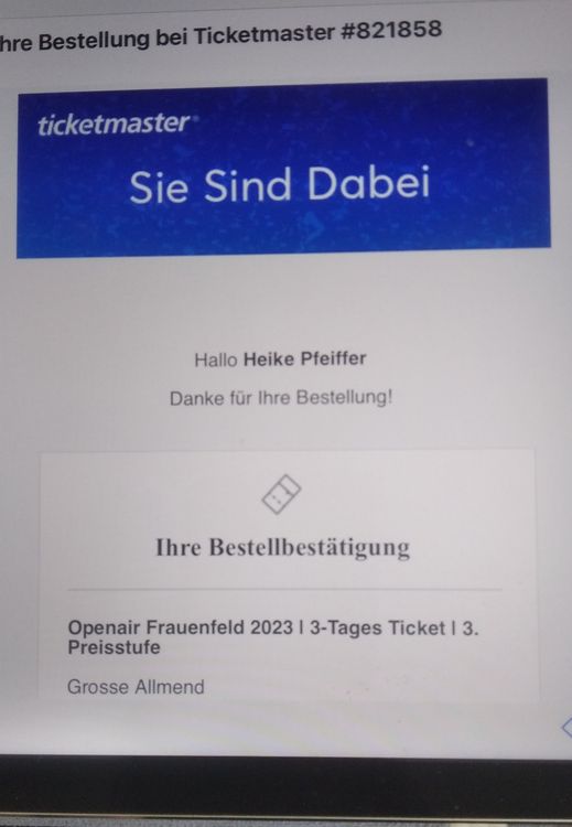 Ein 3-Tagesticket mit Zeltvoucher Open air Frauenfeld 2023 (Neu (gemäss Beschreibung)) in ...