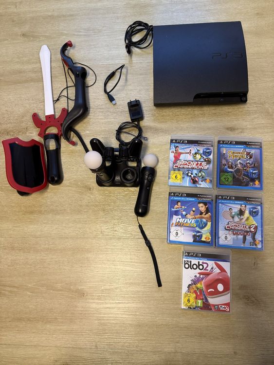 Playstation 3 (PS3) 320GB, 2 Move Motion Controller, Spiele (Gebraucht ...