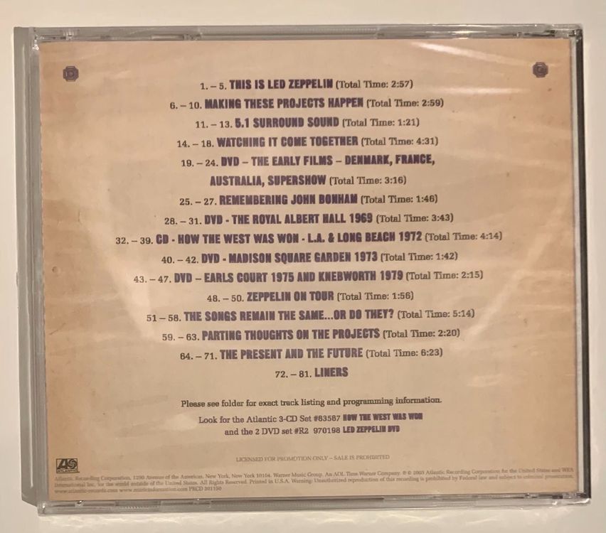 LED ZEPPELIN „Interview Disc 2003“ CD PRO JIMMY PAGE PLANT (Neu und ...