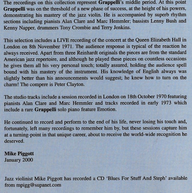 Stéphane Grappelli THE COLLECTION Alan Clare... Jazz Bop 2CD (Gebraucht ...