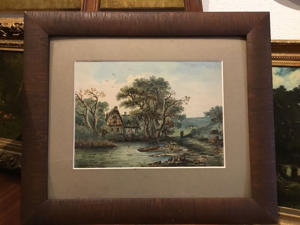 Top Aquarell Gabriel Becker 1899 Schüler v. Johannes Hermes | Kaufen ...