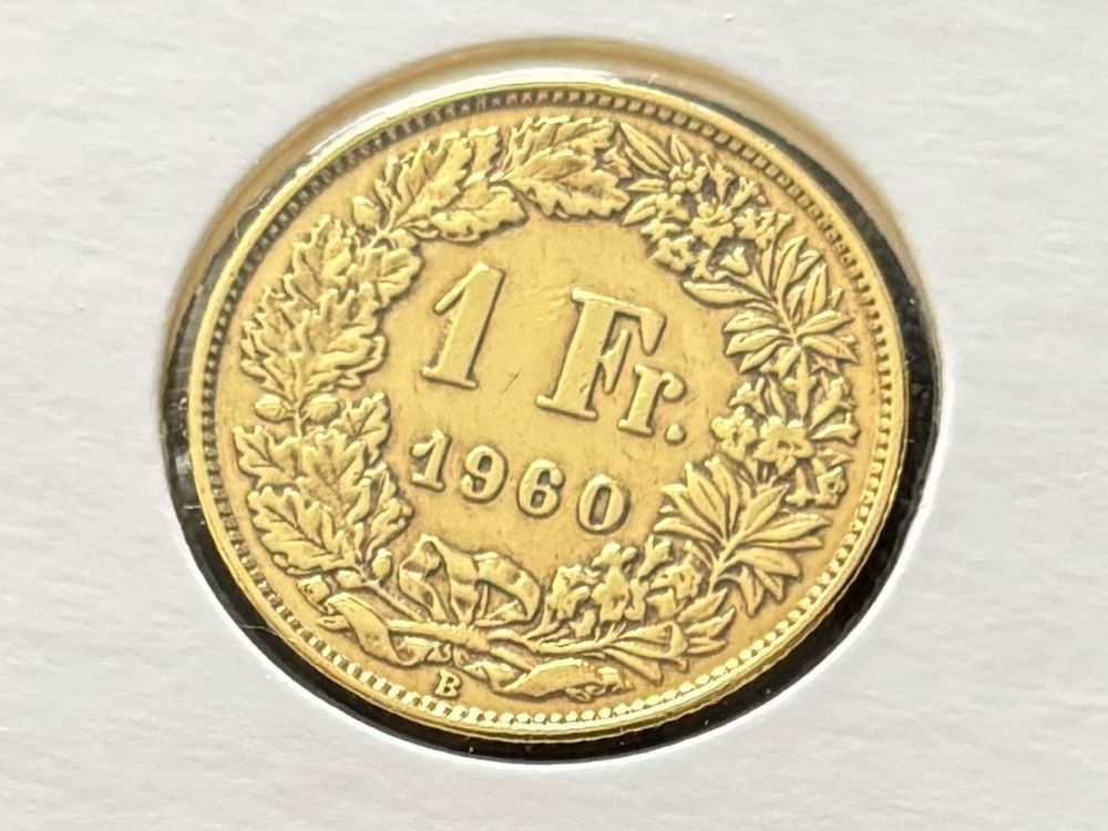 Schweiz 1 Silber-Franken 1960 B unz vergoldet Helvetia (Neu (gemäss Beschreibung)) in Speicher ...