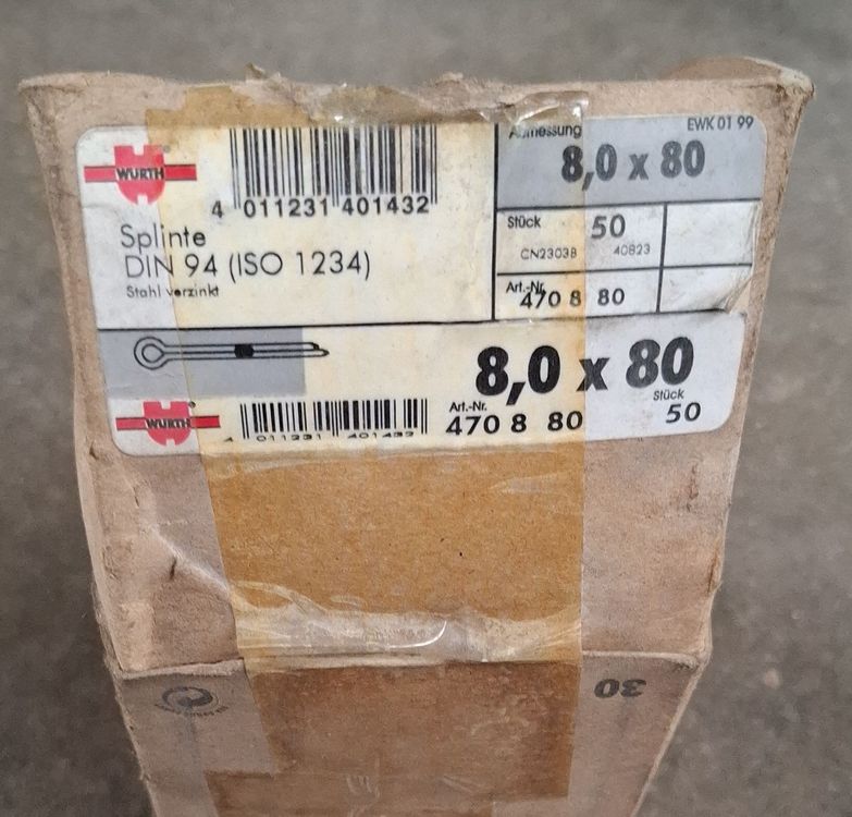 42 Stück Splinte DIN 94 (ISO 1234) Stahl, verzinkt (Neu und ...