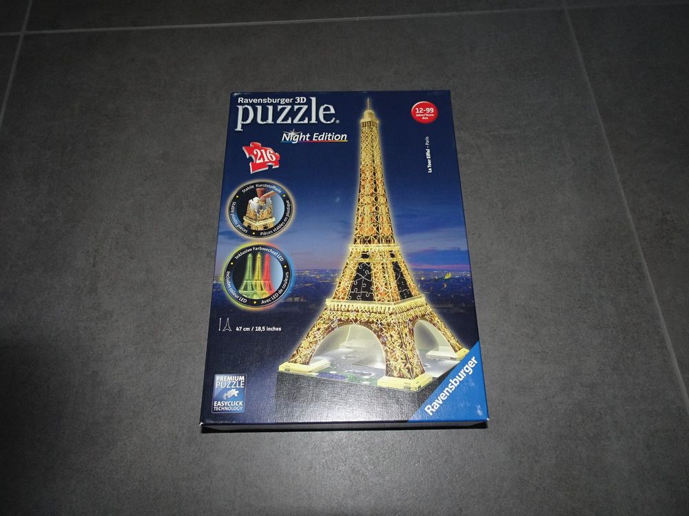Ravensburger 3D Puzzle Eiffelturm Night Edition inkl. LED (Gebraucht ...