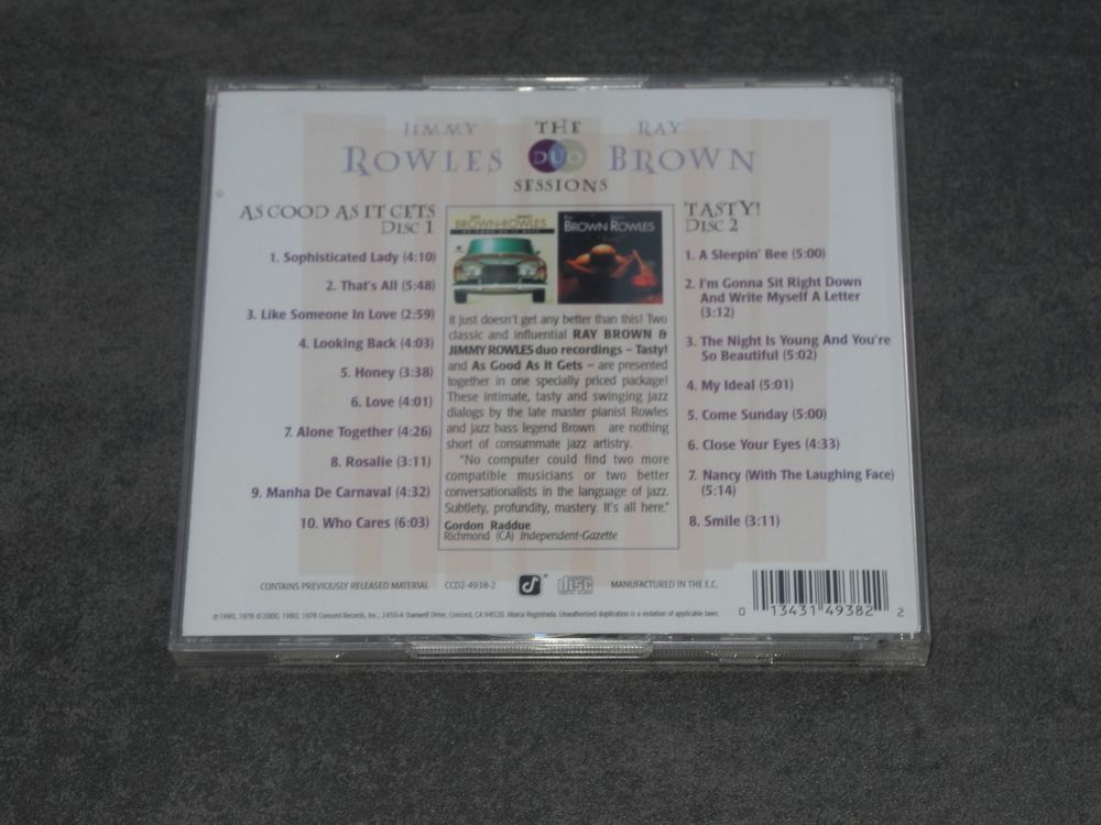RAY BROWN / JIMMY ROWLES: THE DUO SESSIONS - CONCORD (Neu (gemäss ...