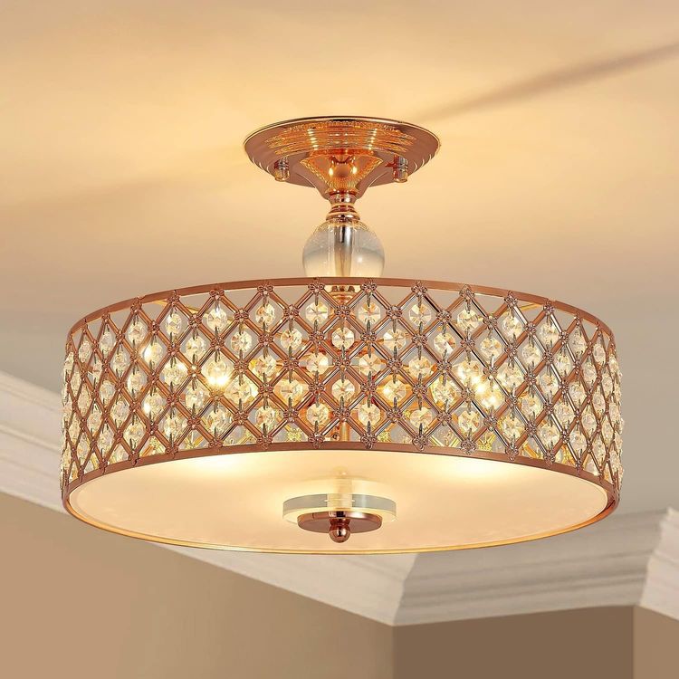 Deckenlampe Luxus Kristall Roségold Modern für Wohnräume Ø40 (Neu und ...