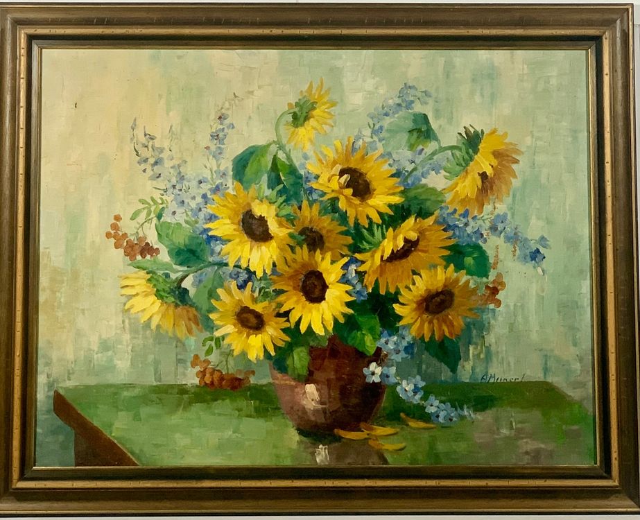 Arthur Meinert grosses Stilleben Gemälde mit Sonnenblumen (Gebraucht) in Root für CHF 15 – mit ...