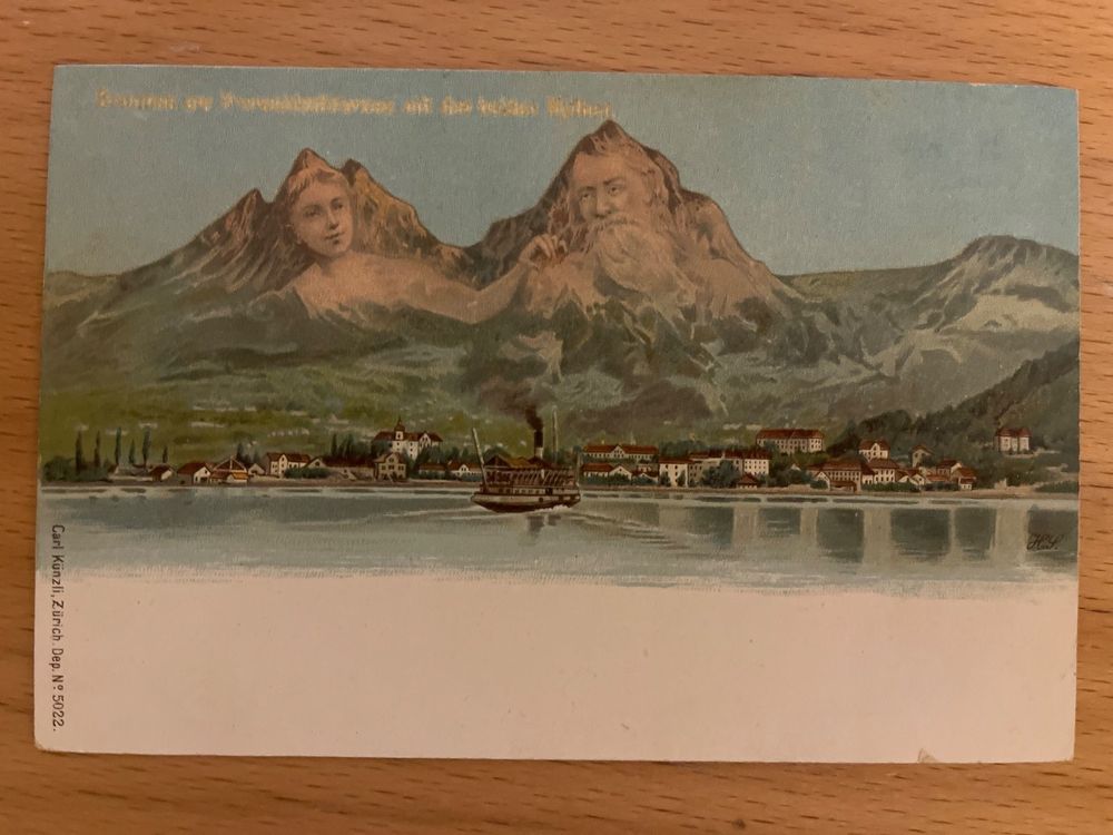 Postkarte Brunnen an Vierwaldstättersee mit beiden Mythen (Neu (gemäss Beschreibung)) in ...