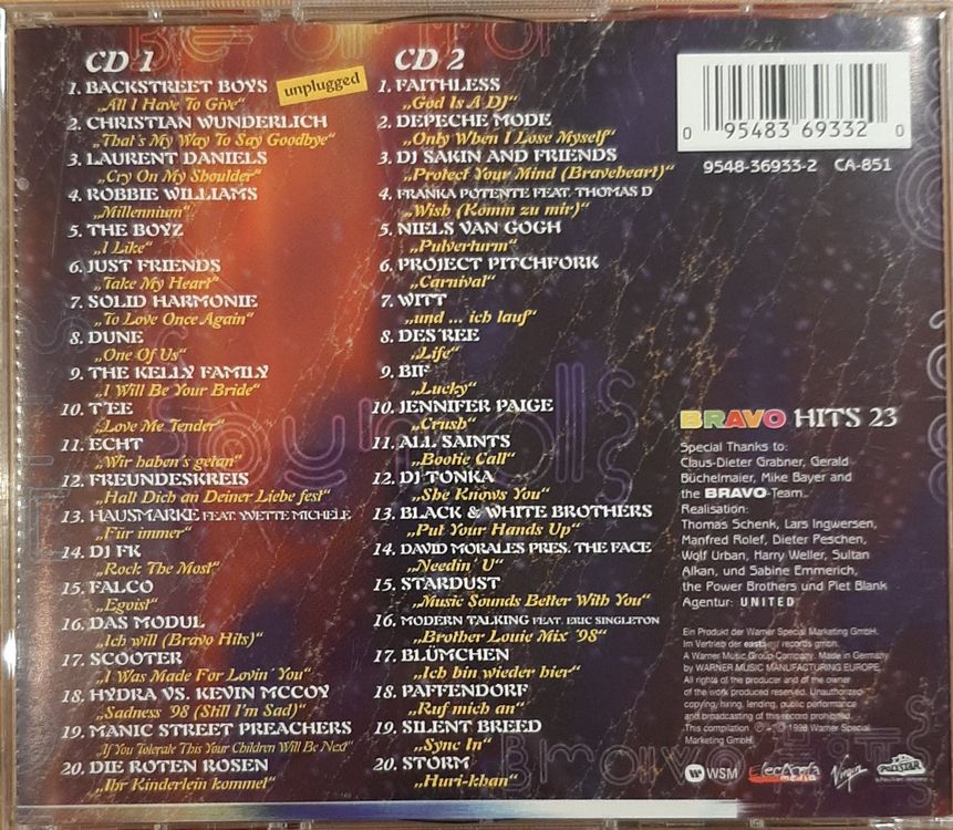 Bravo Hits 23, Doppel CD, Hit Compilation 1998, Sampler (Gebraucht) in Schönenberg TG für CHF 2. ...