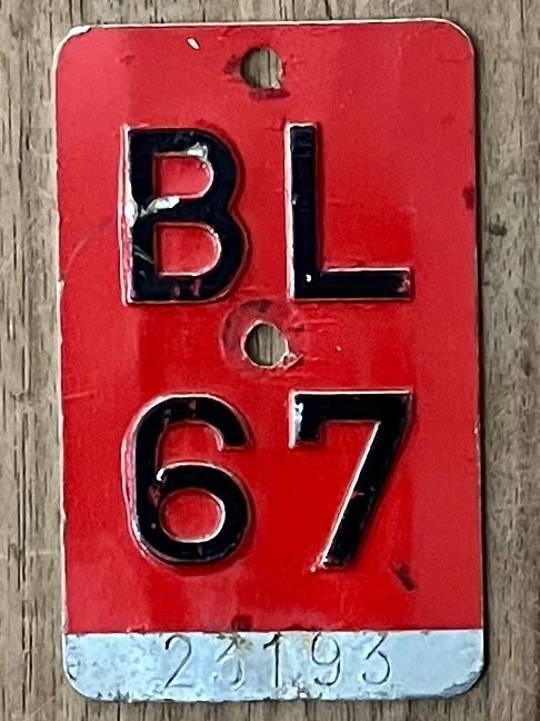 BL 67 - VELONUMMER - FAHRRADSCHILD - PLAQUE DE VELO - BL 67 (Gebraucht ...
