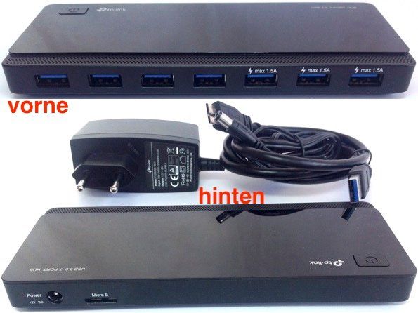 TP-Link UH700 Hub USB-3.0 7Port 5Gbit Stromadapter (Gebraucht) in ...