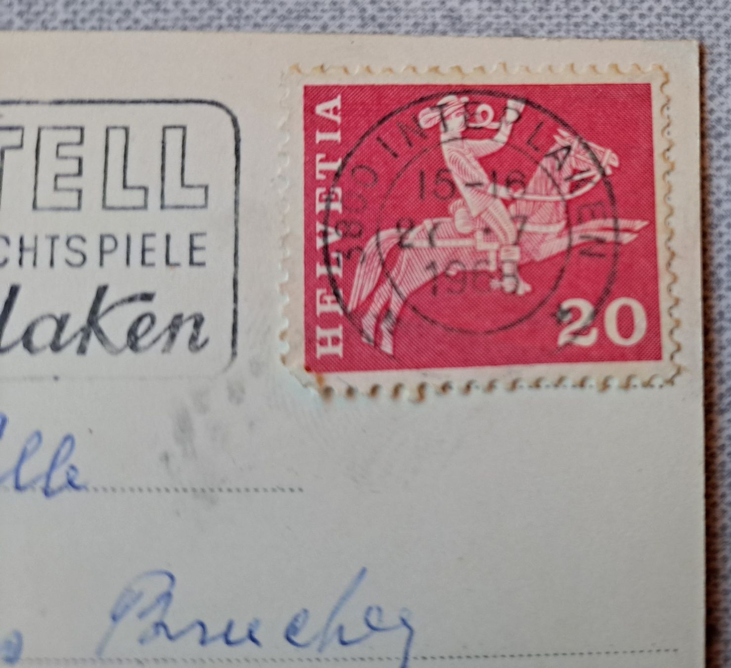 "Interlaken mit Jungfrau" (date timbre 1968)carte postale (D'occasion ...