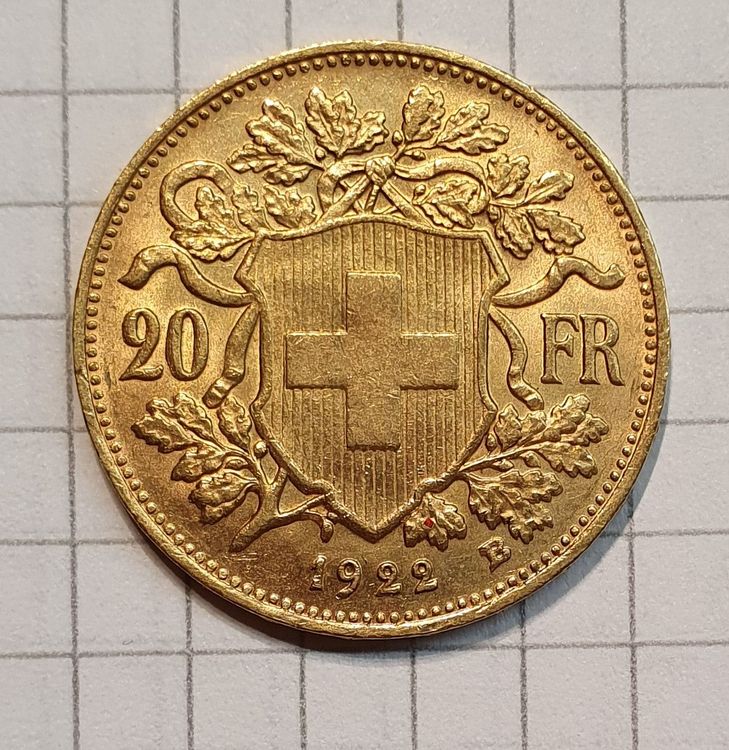 Goldvreneli 20Fr. B; Jahrgang 1922 (Gebraucht) in Thun für CHF 350 ...