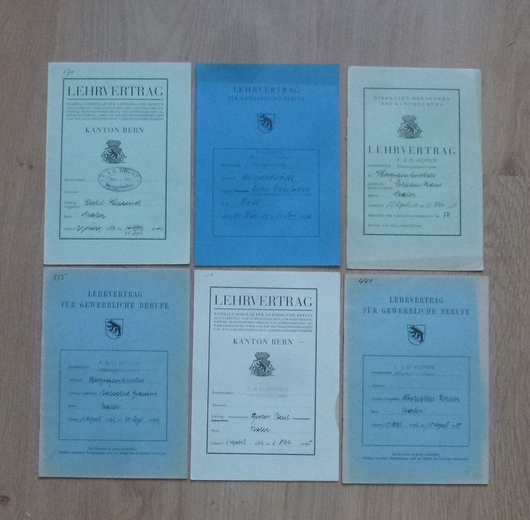 6 alte Lehrverträge (Maler) ab 1936 (Gebraucht) in Walkringen für CHF ...