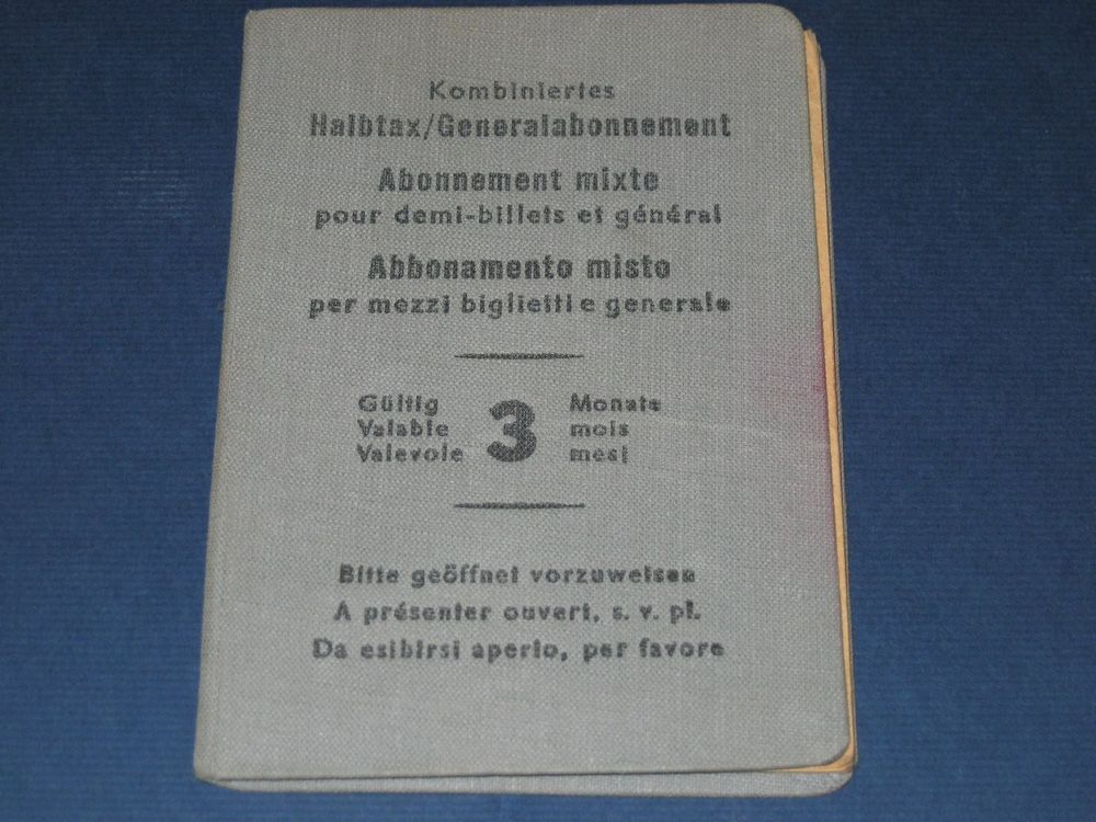 Halbtax/Generalabonnement 3 Monate 1954 (Gebraucht) in Utzenstorf für ...