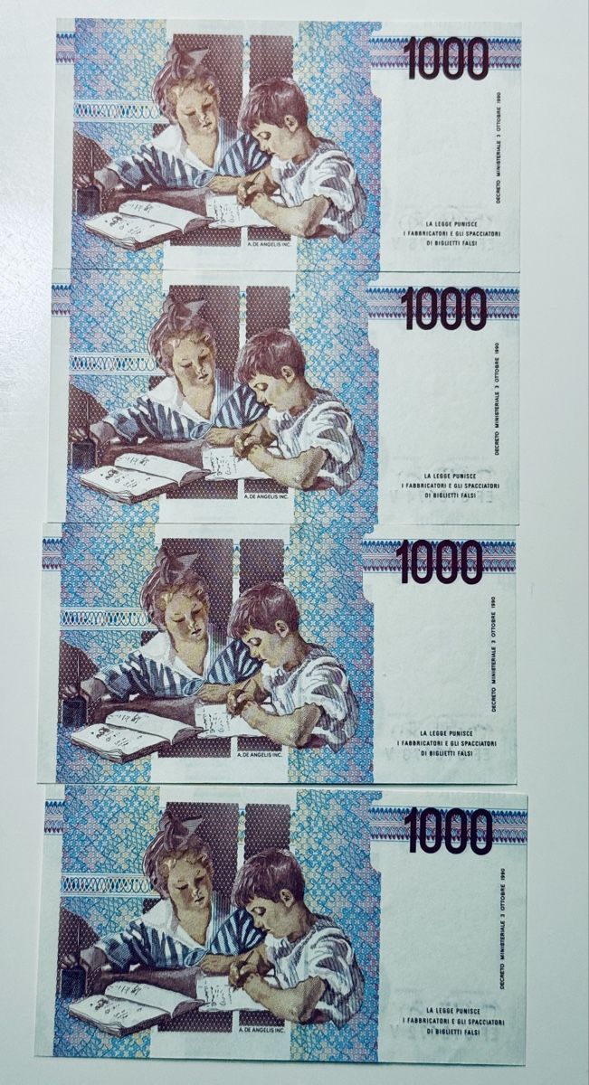 1000 Lire 1990 Maria Montessori Italien Note Fortlaufend UNZ (Gebraucht ...