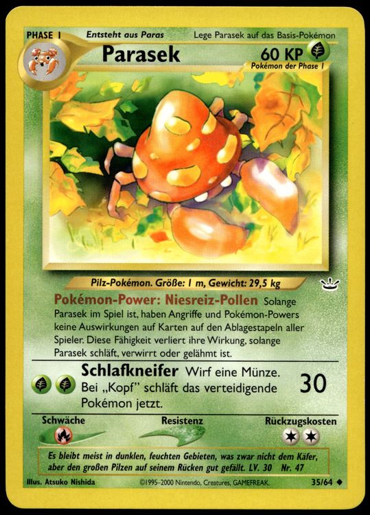 Parasek 35/64 Pokémon Neo Revelation ab 1.- (Gebraucht) in Uster für ...