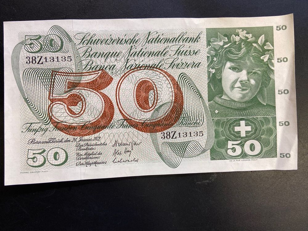 50 Fr.-Note Schweiz 1972 (Gebraucht) in Herisau für CHF 33 – mit ...