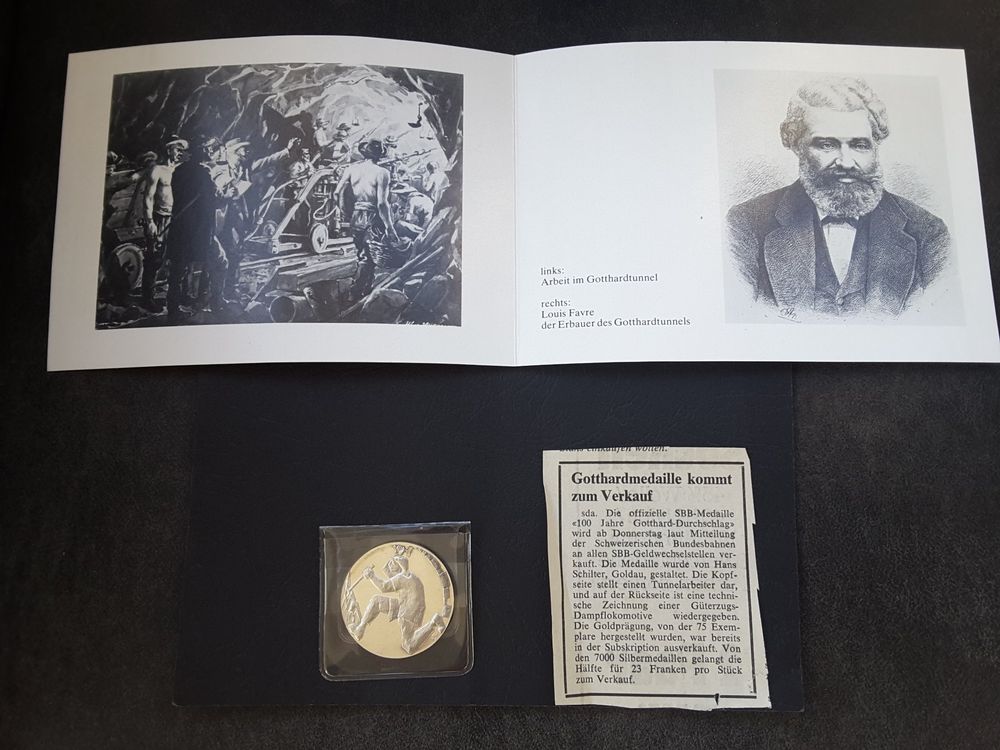 Gotthardmedaille 100 Jahre Durchschlag , silber 900er (Gebraucht) in ...