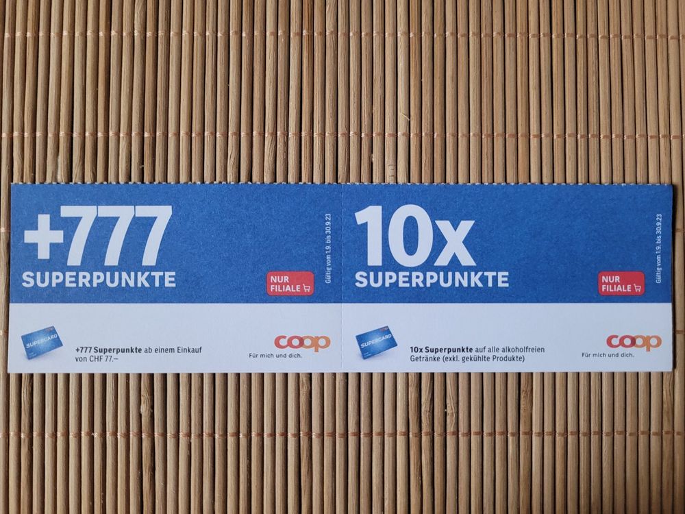 BON SET COOP SP 777 AB 77,- + 10XSP GETRÄNKE 1.9.-30.9. 2023 (Neu ...