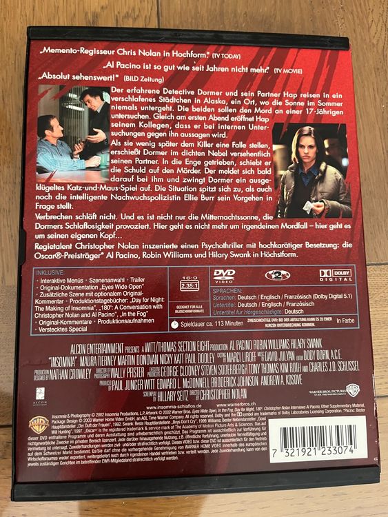 Insomnia - Schlaflos (2002, DVD, Robin Williams, Al Pacino) (Gebraucht) in Vevey für CHF 5 – mit ...