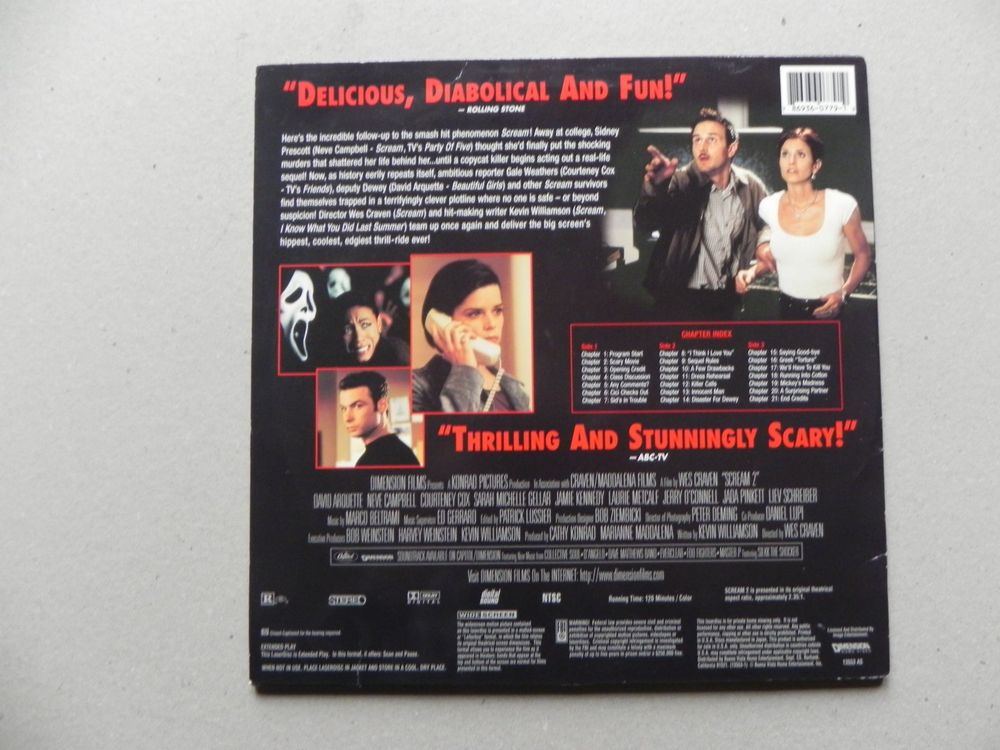 Laserdisc Movie Scream 2 Horror ca. 1995 NTSC Sprache Engl. (Gebraucht ...