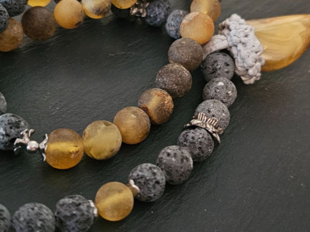 echte Bernsteinkette Lava Naturbernstein Inkluse Kugeln (Neu (gemäss ...