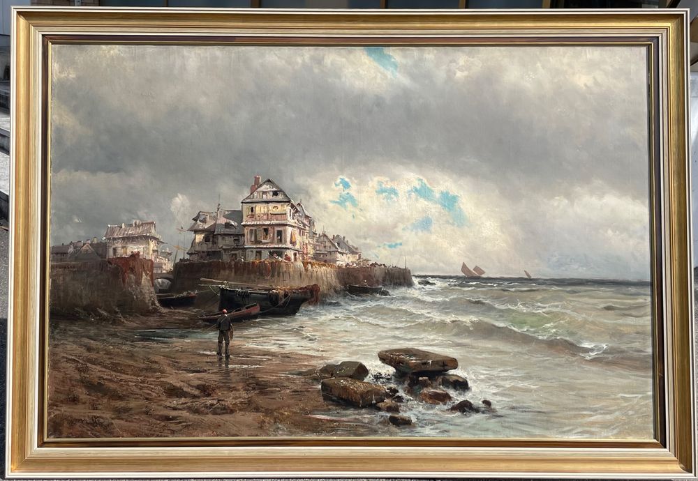 Antikes grosses Gemälde mit Top Küsten Szene unles Signiert | Kaufen auf Ricardo