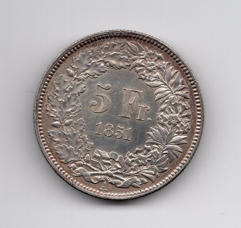 (1808) 5 Franken 1851 top stgl (Gebraucht) in Rüthi (Rheintal) für CHF 285 – mit Lieferung auf ...
