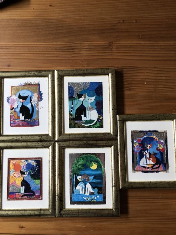 6 süsse Katzenbilder gerahmt Rosina Wachtmeister | Kaufen auf Ricardo