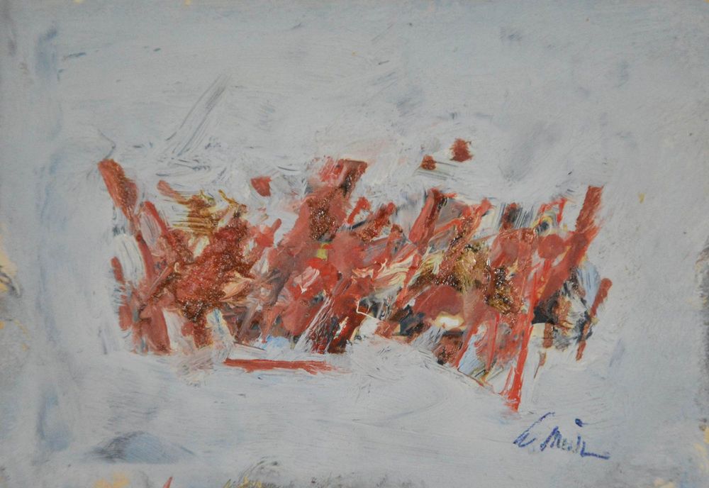 Walter Emil Müller. Abstrakte Komposition. Öl auf Postkarte (Gebraucht) in Zumikon für CHF 230 ...