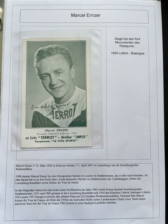 Marcel Ernzer Radrennfahrer Autogramm (Gebraucht) in Olten für CHF 12 – mit Lieferung auf ...