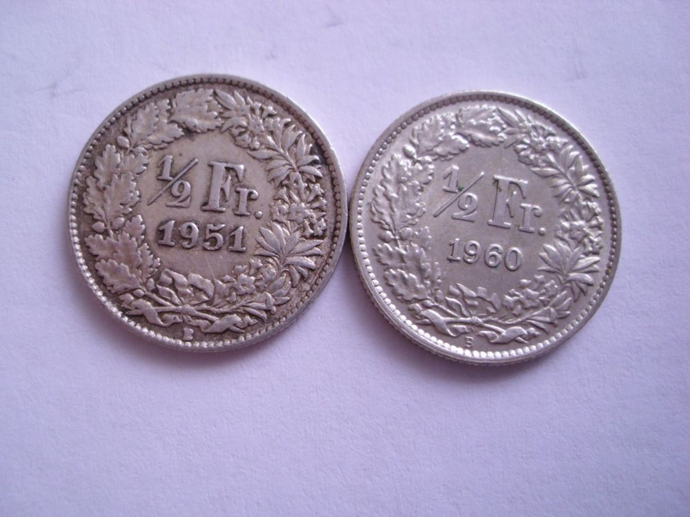 2 x 50 Rappen 1951/60 (Gebraucht) in Birsfelden für CHF 2.7 – mit ...