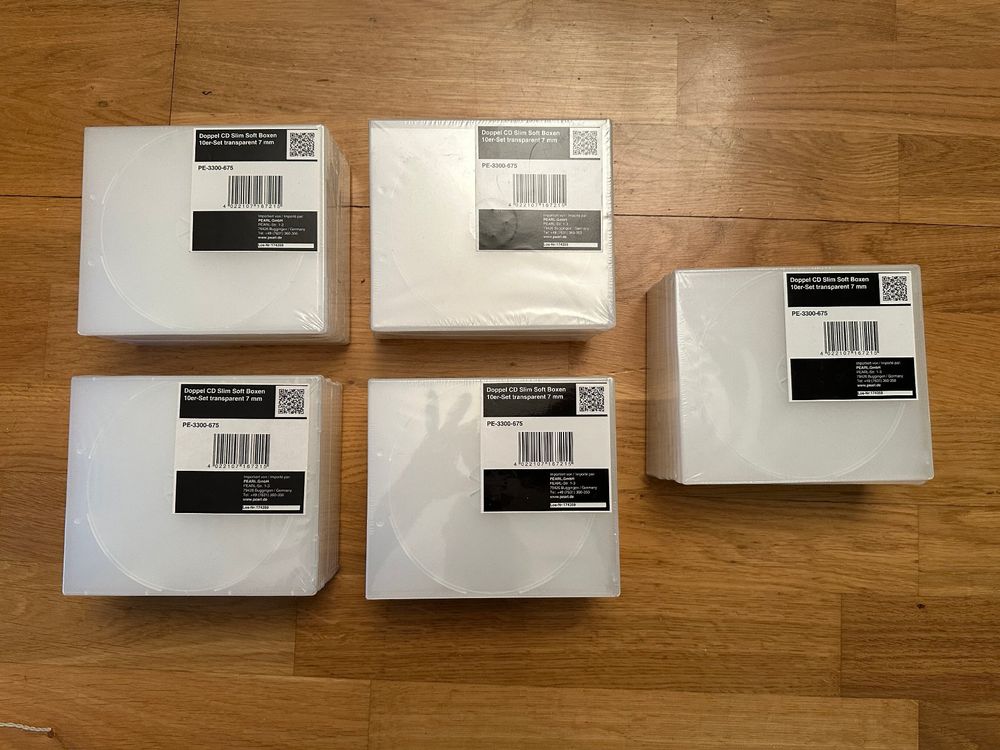 50 ungeöffnete Doppel CD Slim Soft Boxen transparent 7mm (Neu und ...
