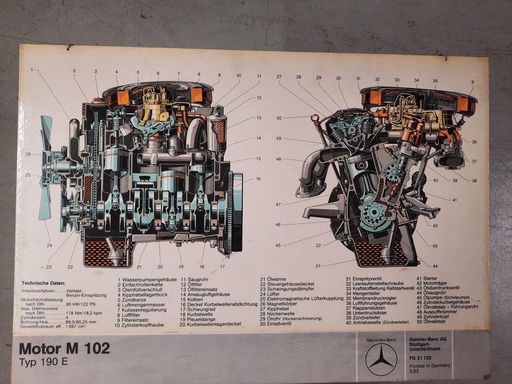 Mercedes Benz Lerntafeln Technik Motor M102, Aufhängung, etc | Kaufen ...