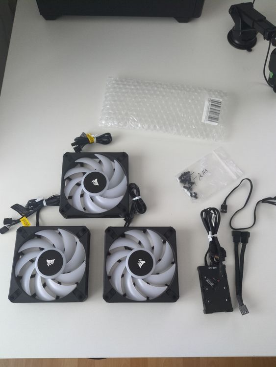 corsair AF120 RGB elite + iCUE lighting node core controller (Neu ...