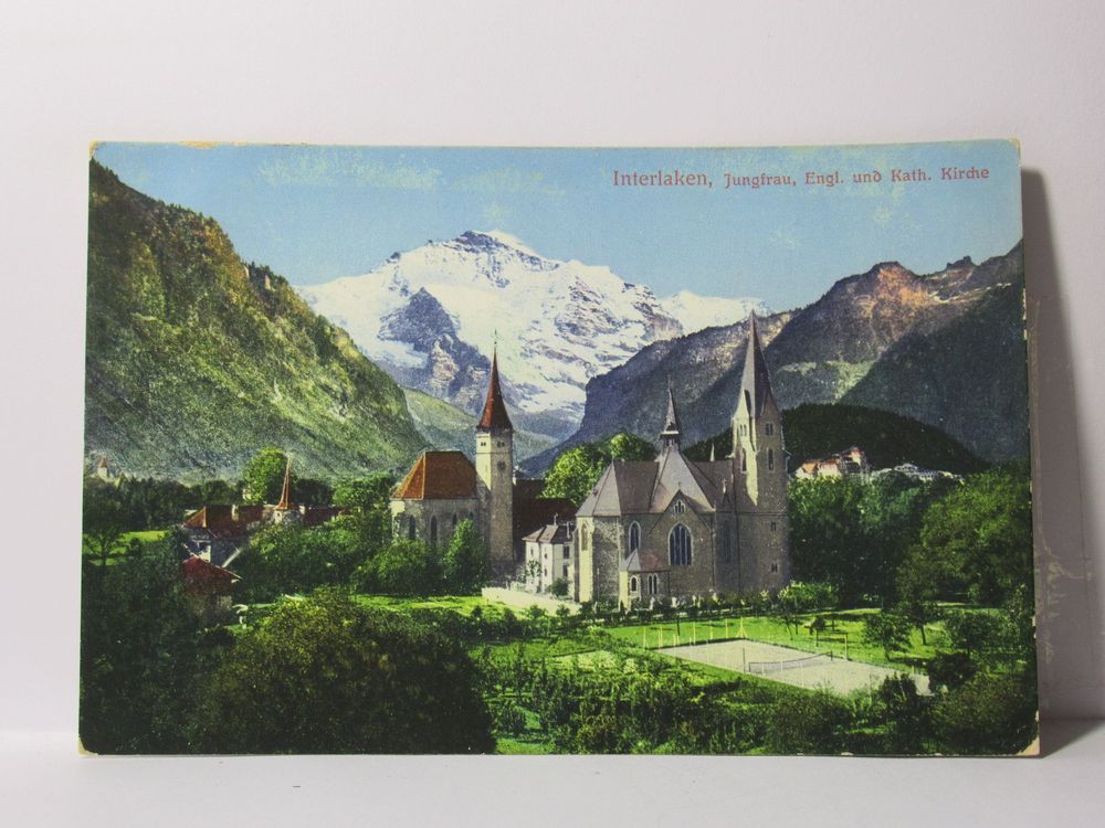 AK Interlaken Jungfrau Evg. & Kath. Kirche 1912 | Kaufen auf Ricardo