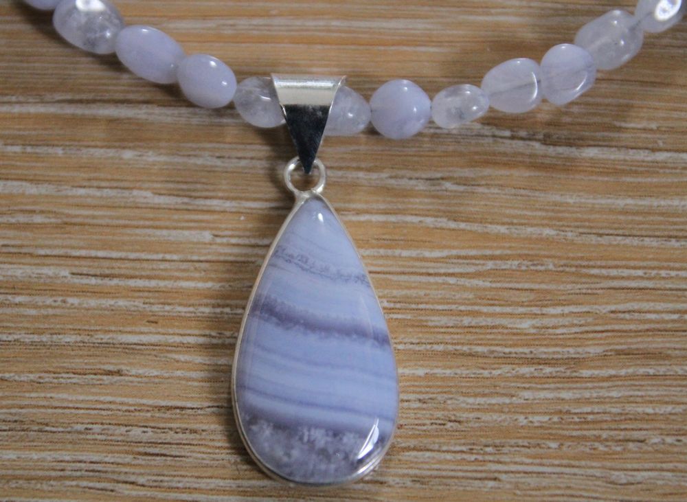 Neu: Chalcedon Schmuck Anhänger mit Kette (Neu (gemäss Beschreibung ...