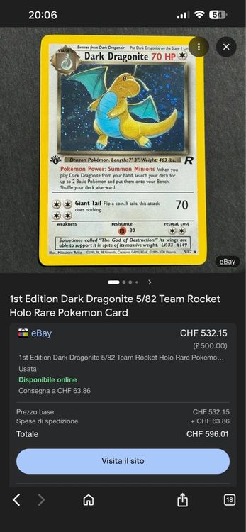 HOLO - Dark Dragonite [1st Edition] #5 Pokemon Team Rocket (Neu (gemäss ...